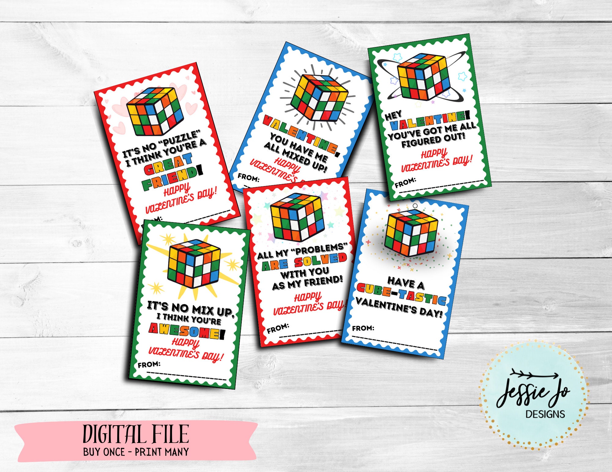 Printable Cube ‘classic Colors’ Valentine - Puzzle Cube Valentine - Etsy