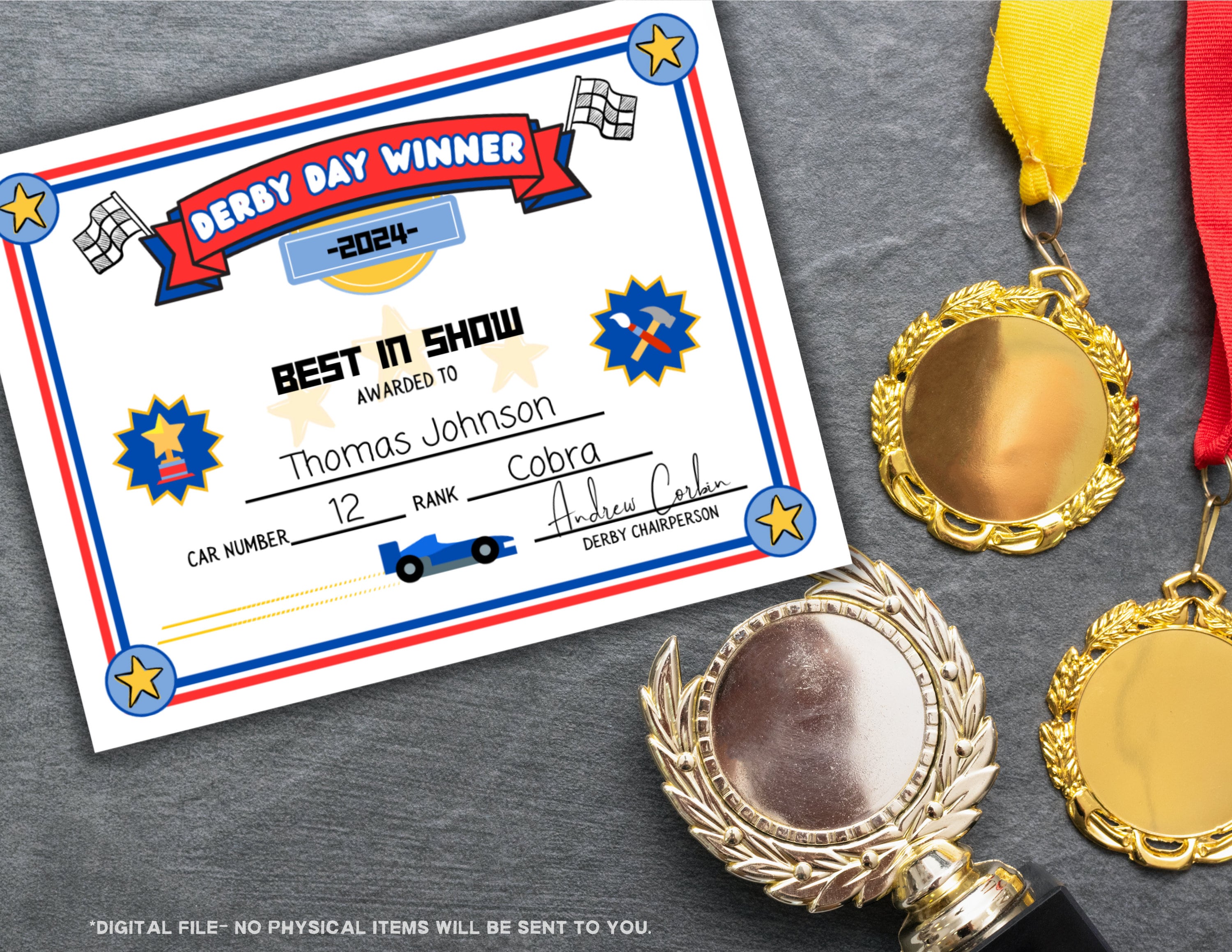 Derby Day Winner - Car Race Certificate - Editable Award Template ...