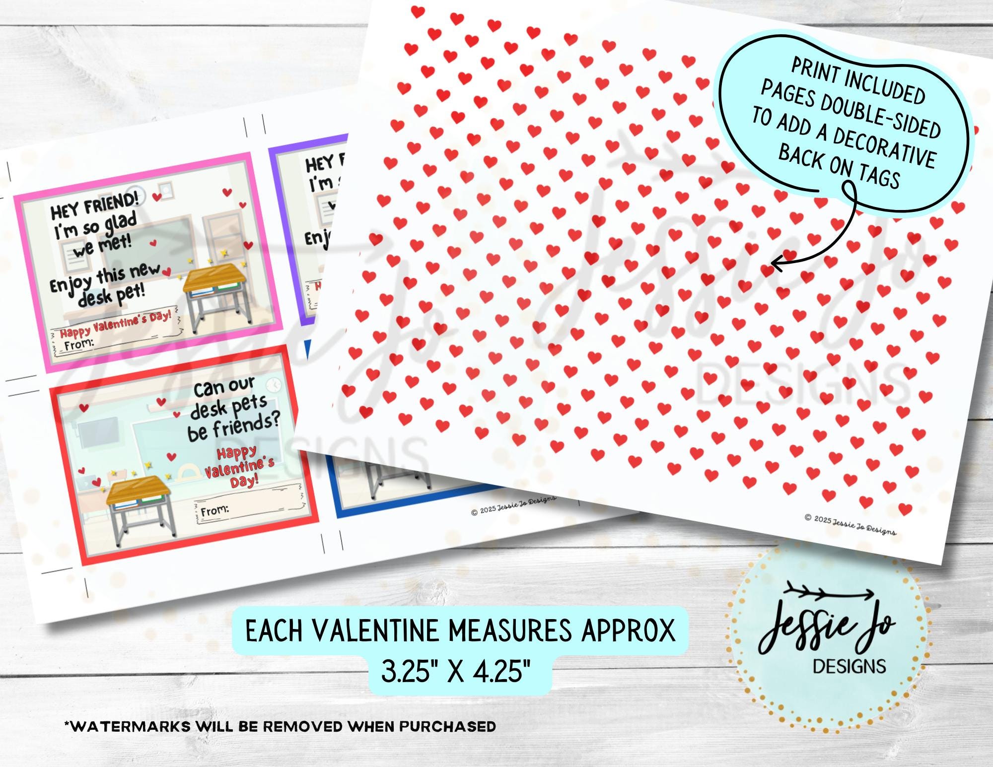 Printable Desk Pet Valentine Cards: Animal Figurine Gift (instant ...