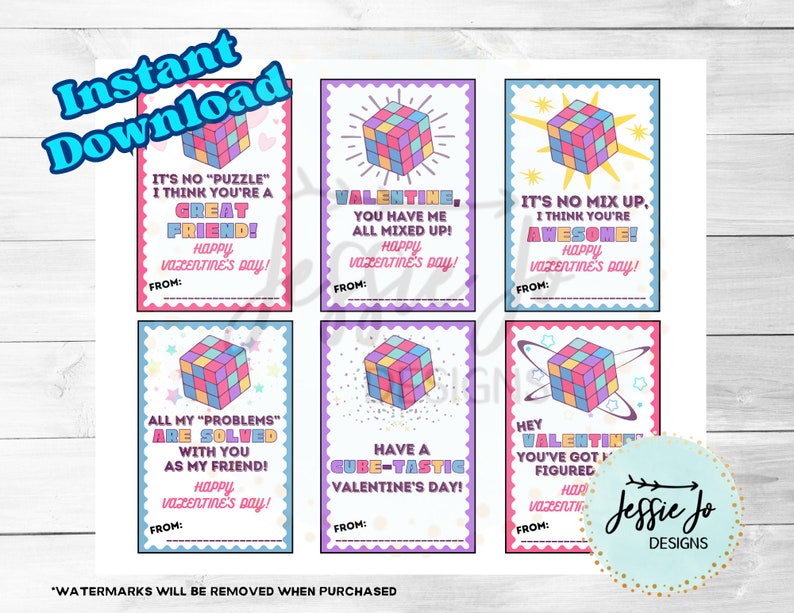 Printable Cube Valentine - Puzzle Cube Valentine - Etsy