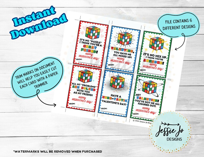 Printable Cube ‘classic Colors’ Valentine - Puzzle Cube Valentine - Etsy