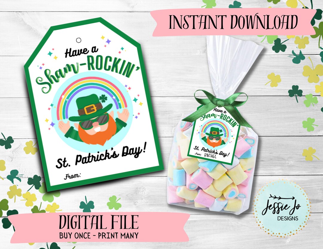 Saint Patrick Sham-rockin' Gift Tags - Treat Bag Tags - Printable PDF ...