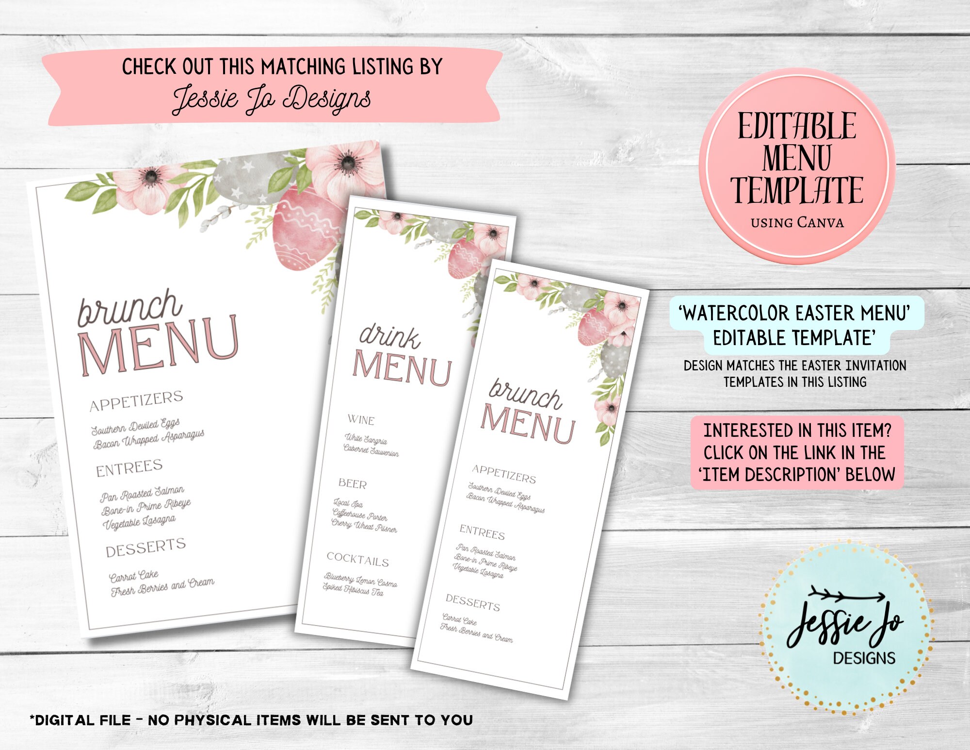Easter Brunch Editable Invitation - Watercolors -instant Access - Canva ...