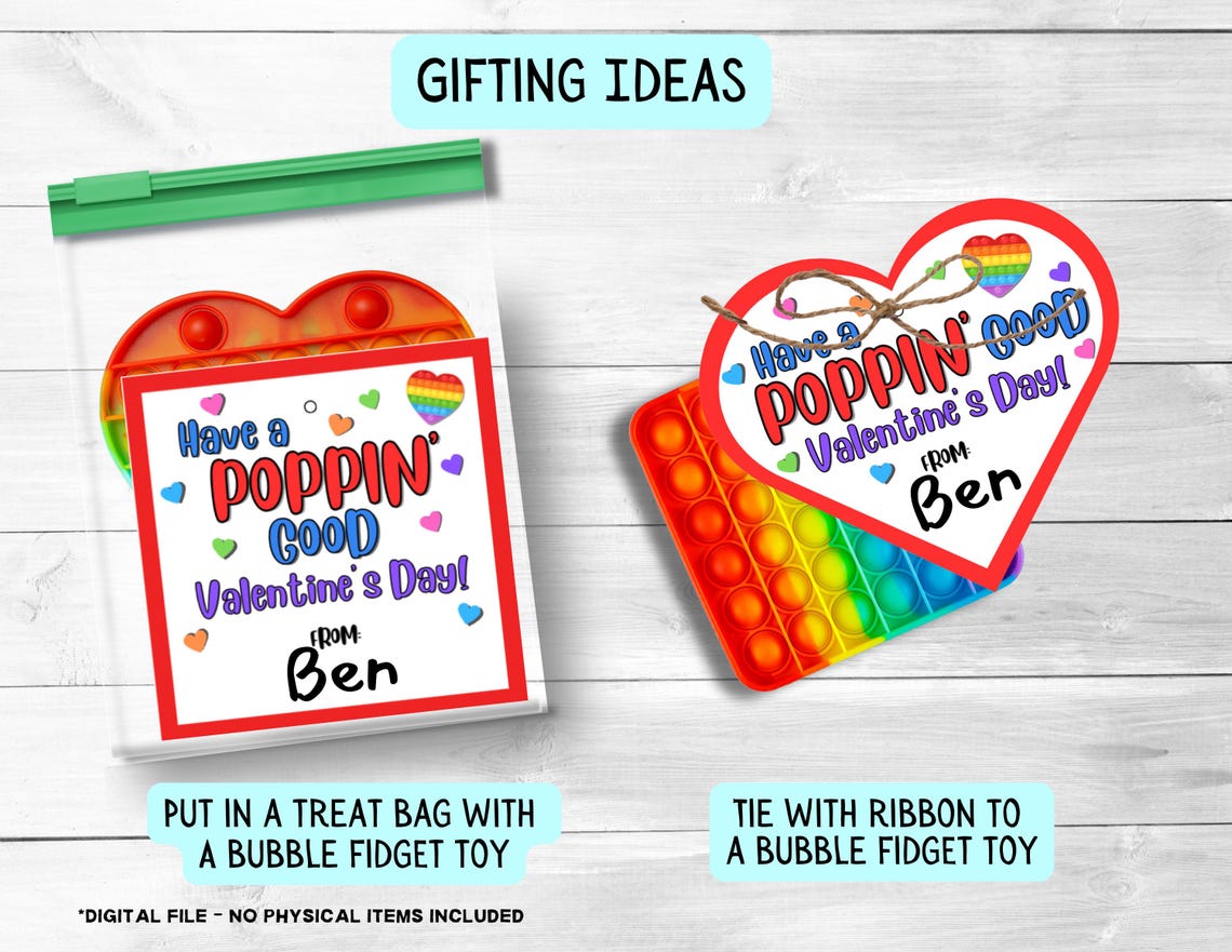 Printable Poppin' Heart Valentine Tag - Fidget Toy Tag - Etsy