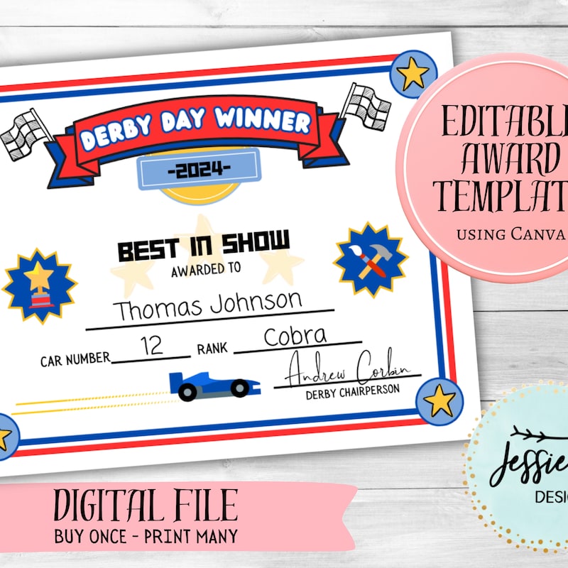 Derby Car Certificate - Etsy