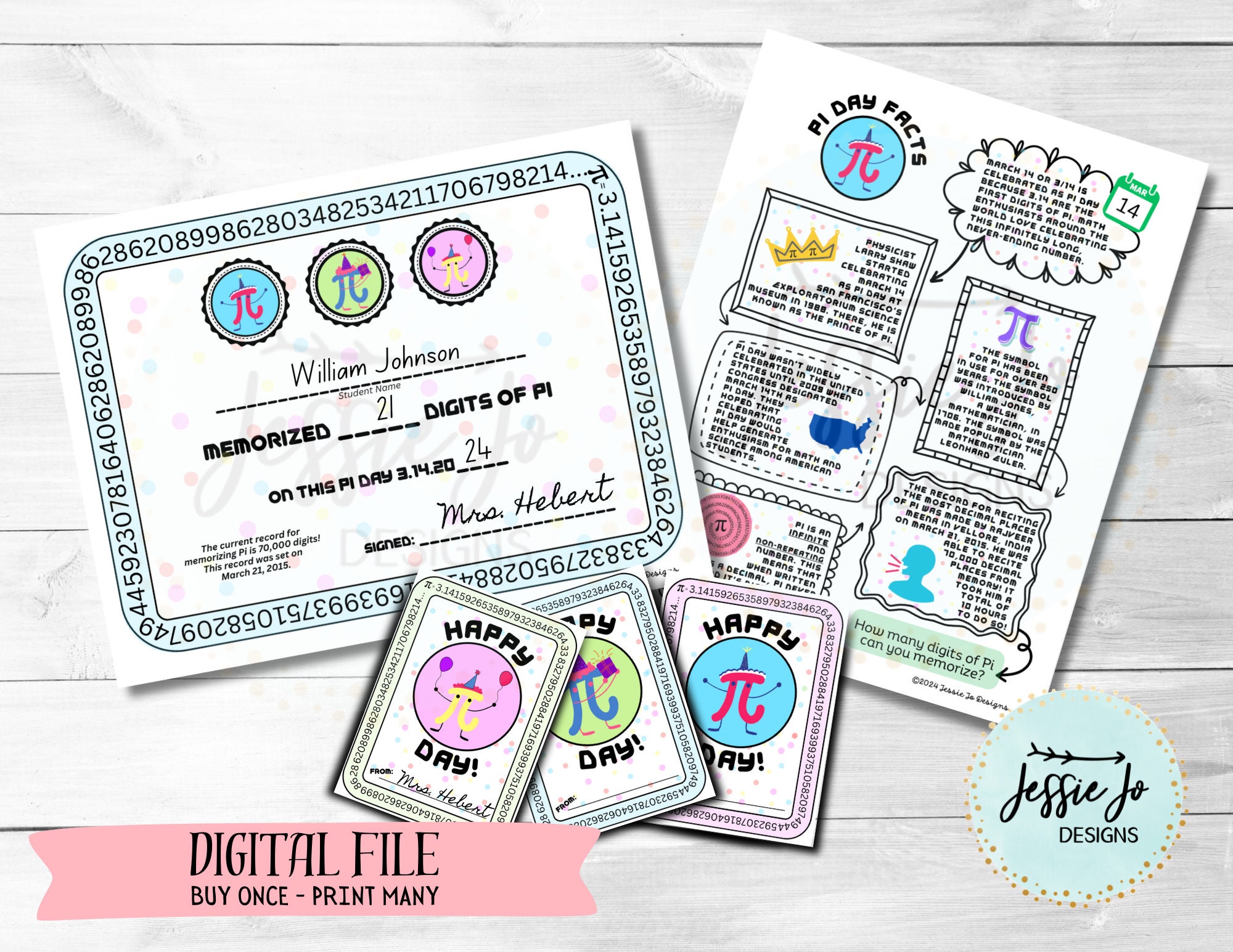 Pi Day Certificate - Pi Day Card - Celebrate Pi Day - Etsy
