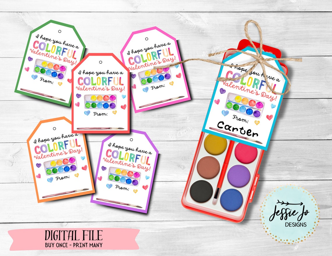 Printable Paint Valentine Tag Watercolor Paint Tag - Etsy