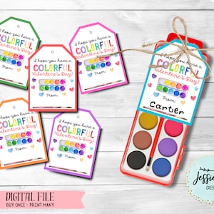 Printable Paint Valentine Tag Watercolor Paint Tag - Etsy