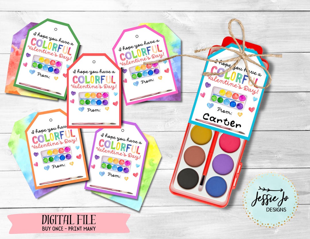 Printable Paint Valentine Tag - Watercolor Paint Tag - Etsy