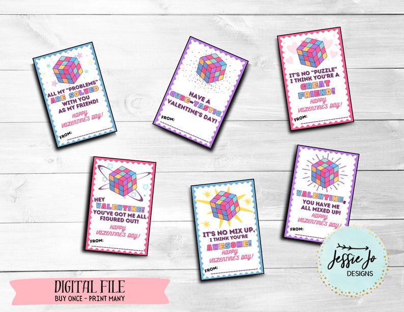 Printable Cube Valentine - Puzzle Cube Valentine - Etsy