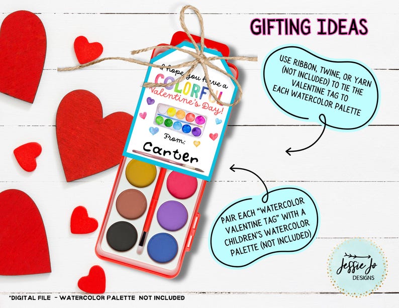 Printable Paint Valentine Tag - Watercolor Paint Tag - Etsy