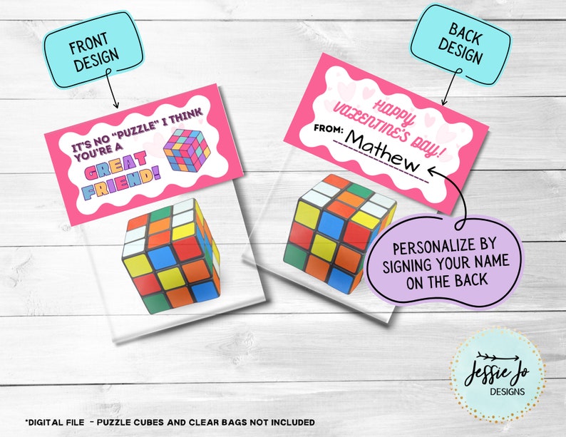 Printable Mini Puzzle Cube Valentine Bag Topper (digital Download) - Etsy