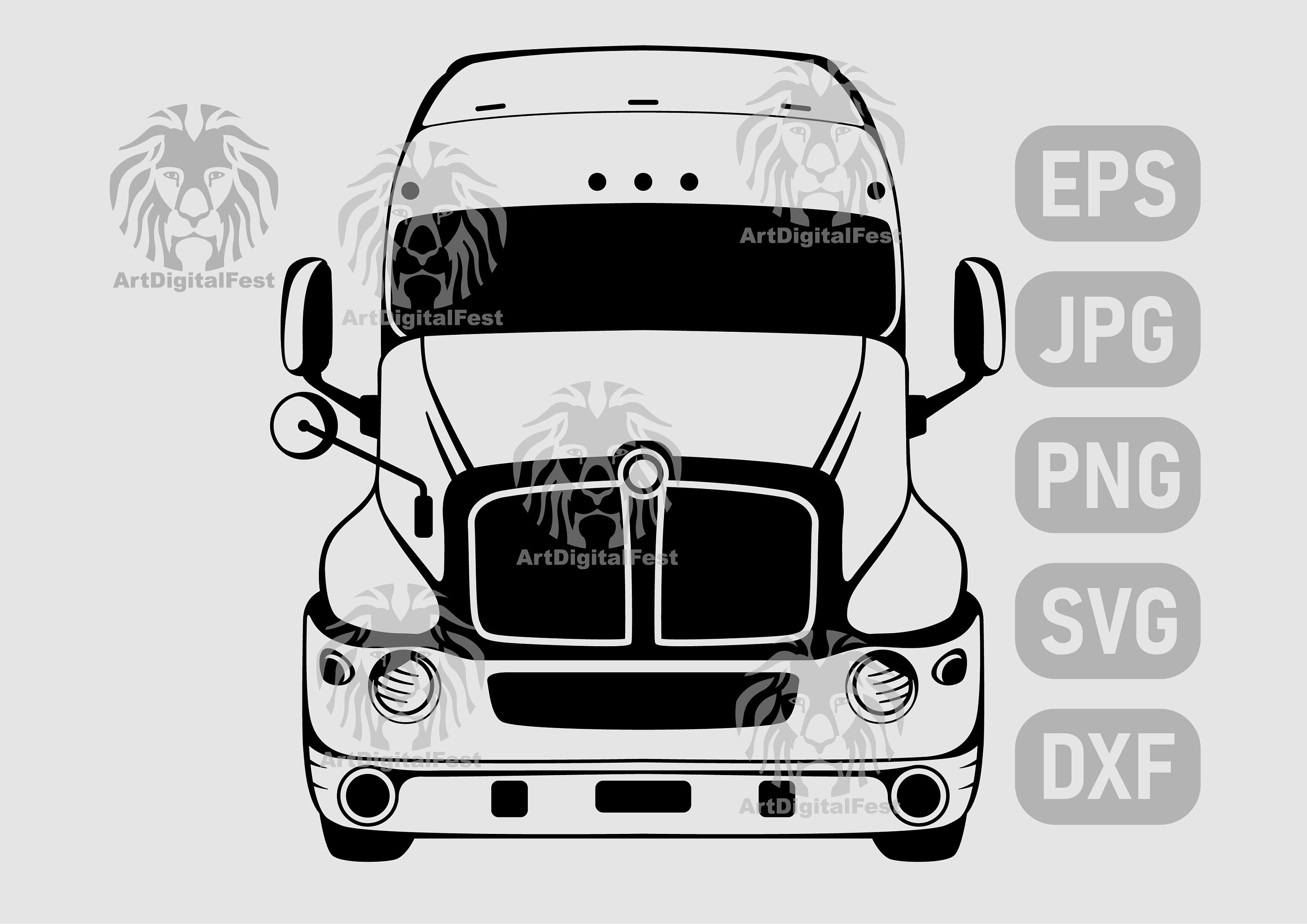 Semi Modern Truck , Front View Eps,jpg,png,svg,dxf. - Etsy