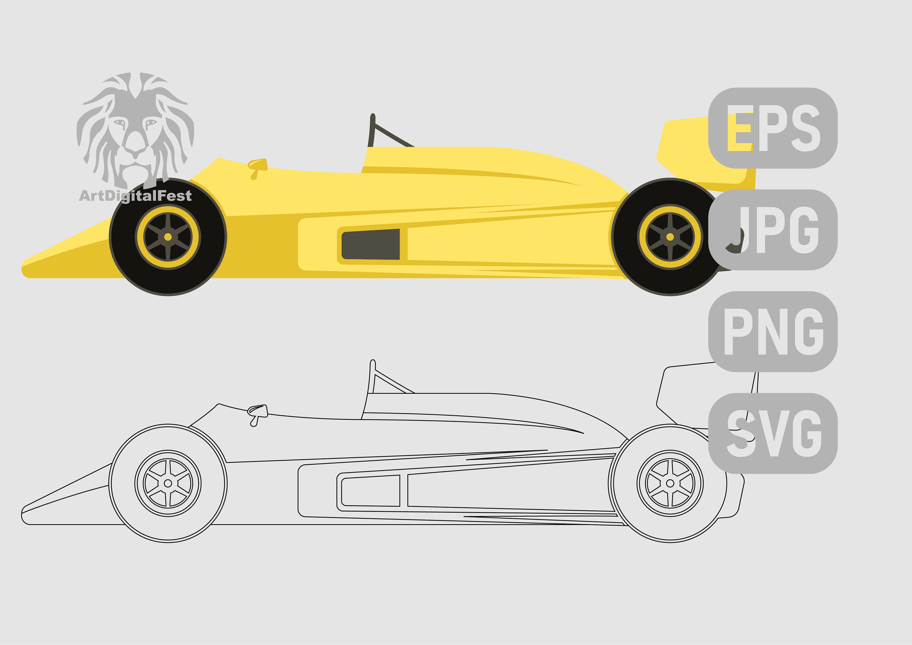 Yellow Sport Race Car Svg - Etsy