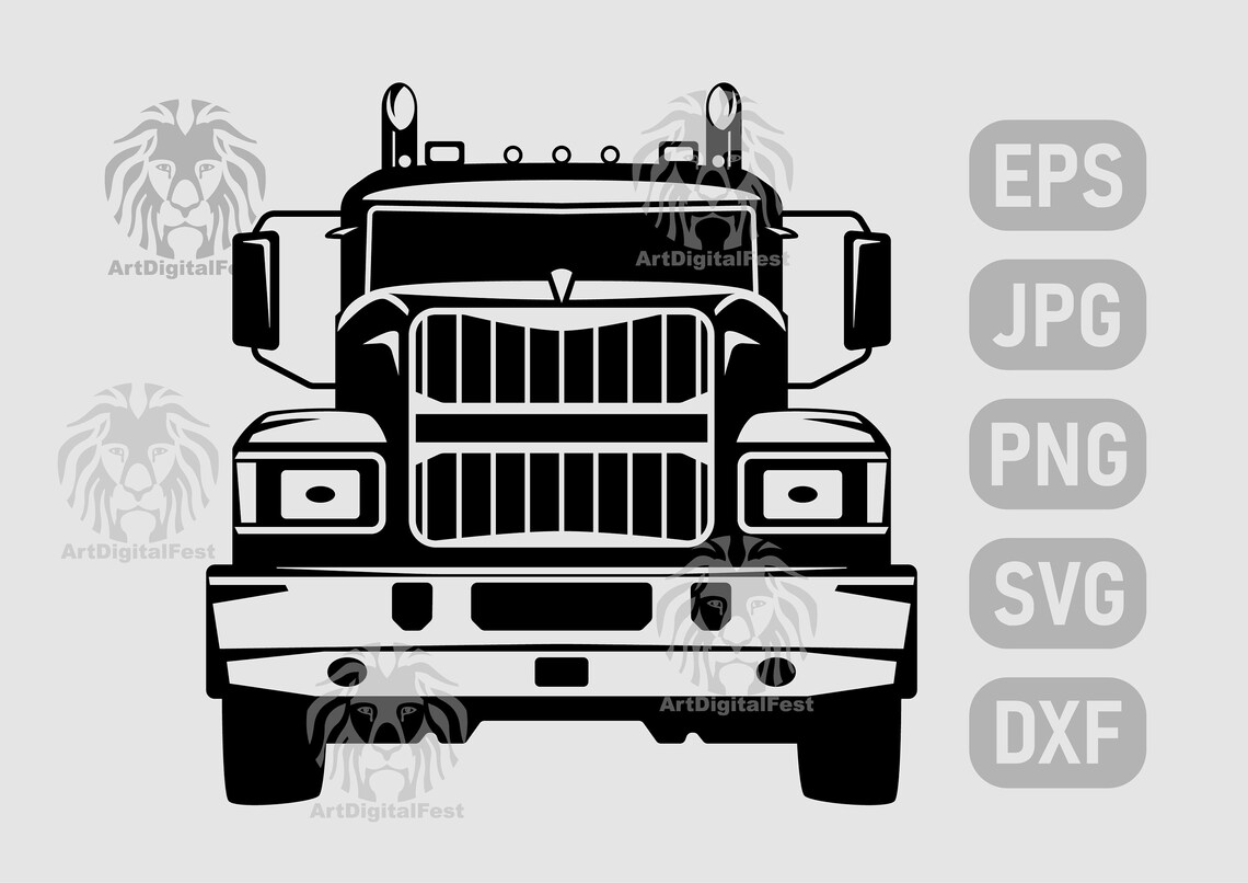 Semi Truck Driver Trucker Big Rigg Front View Svg - Etsy