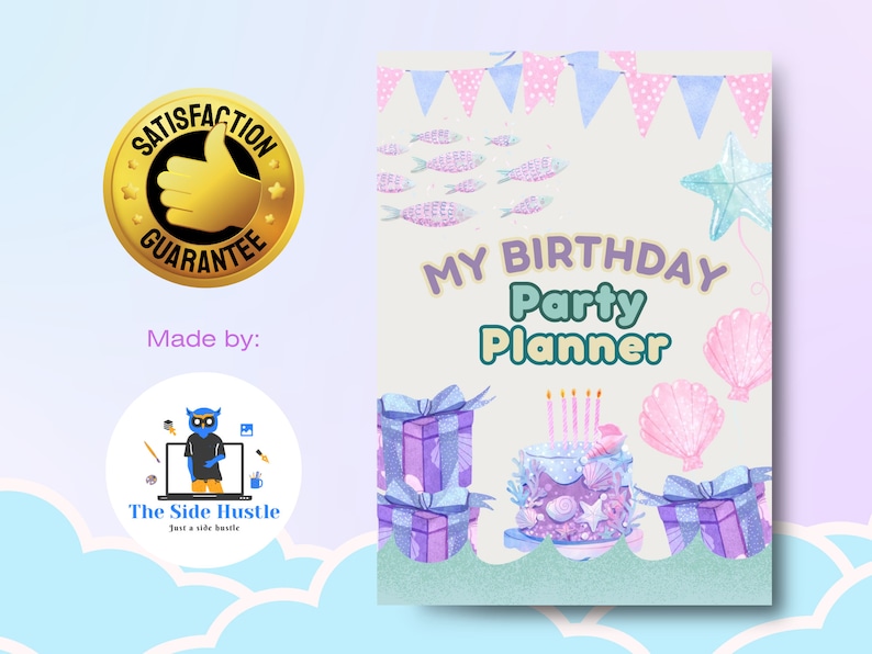 Editable Template Pink and Blue Underwater Sea Mermaid Birthday Planner ...