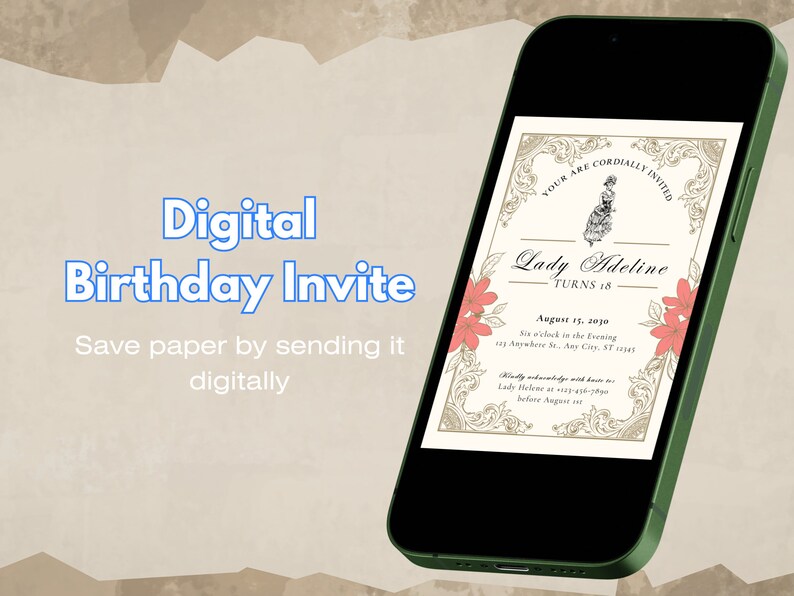 Instant Download Editable Template Vintage Regency Era Birthday ...