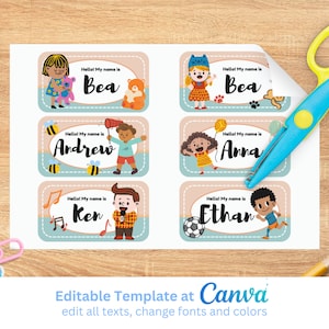 Classroom Children's Name Tag Template Editable Digital Download - Etsy