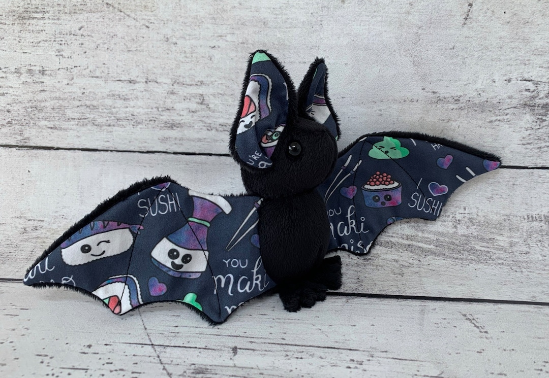 READY TO SHIP - Black Sushi Bat - Stuffed Animal Plush Plushie Kawaii ...