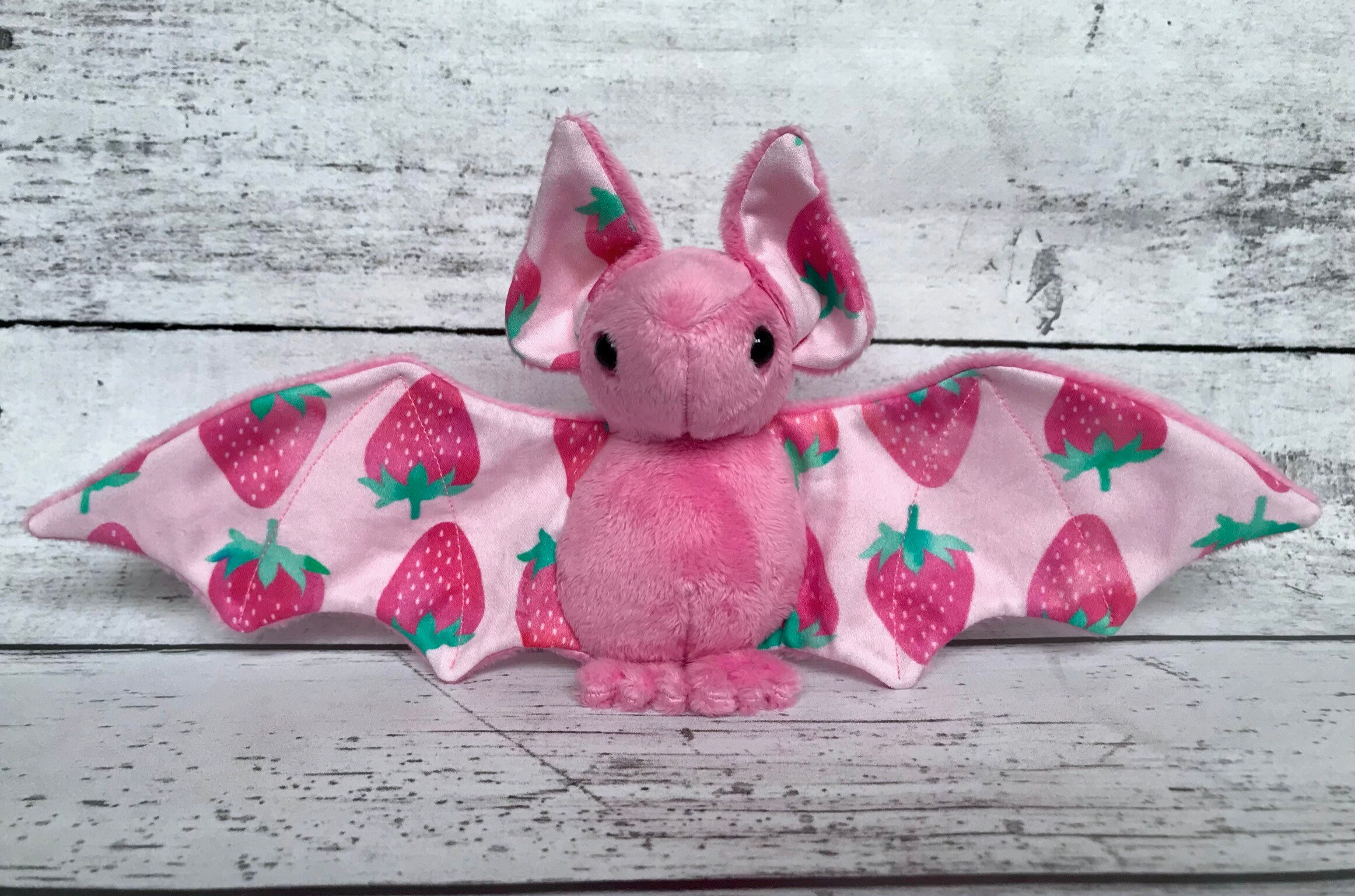 Baby Pink Strawberry Fruit Bat - Stuffed Animal Plush Bat Plushie - Etsy UK