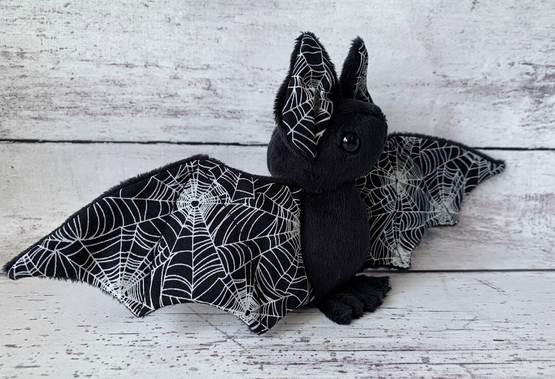 MADE TO ORDER - Black Glow in the Dark Spiderweb Bat - Cute Stuffed ...