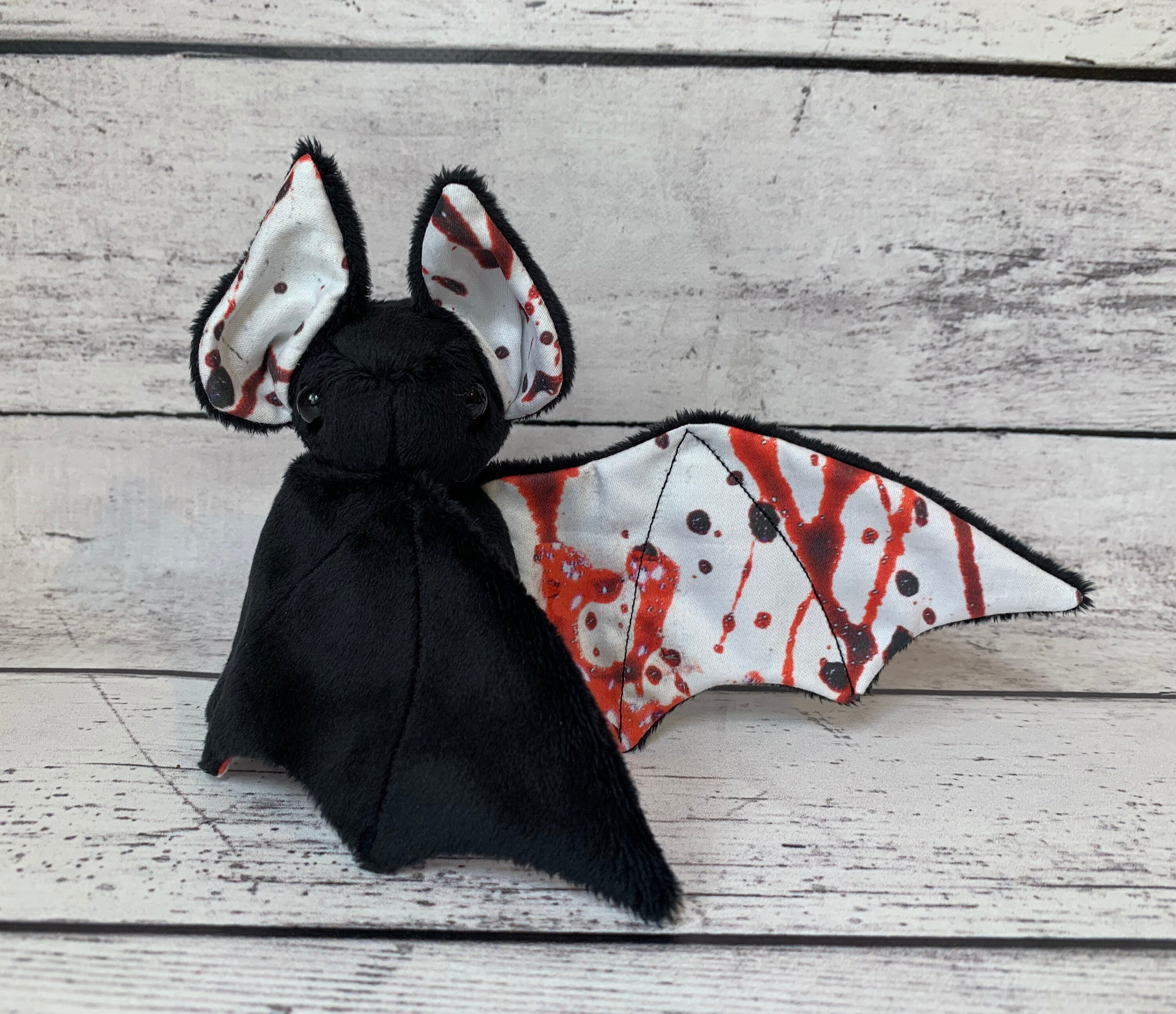 Spooky Blood Spatter Halloween Vampire Bat - Stuffed Animal Plush Bat ...