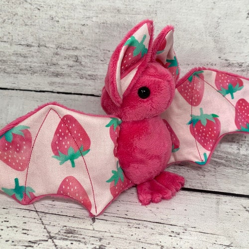 Light Pink Strawberry Bat Plush Stuffed Animal Softie - Etsy