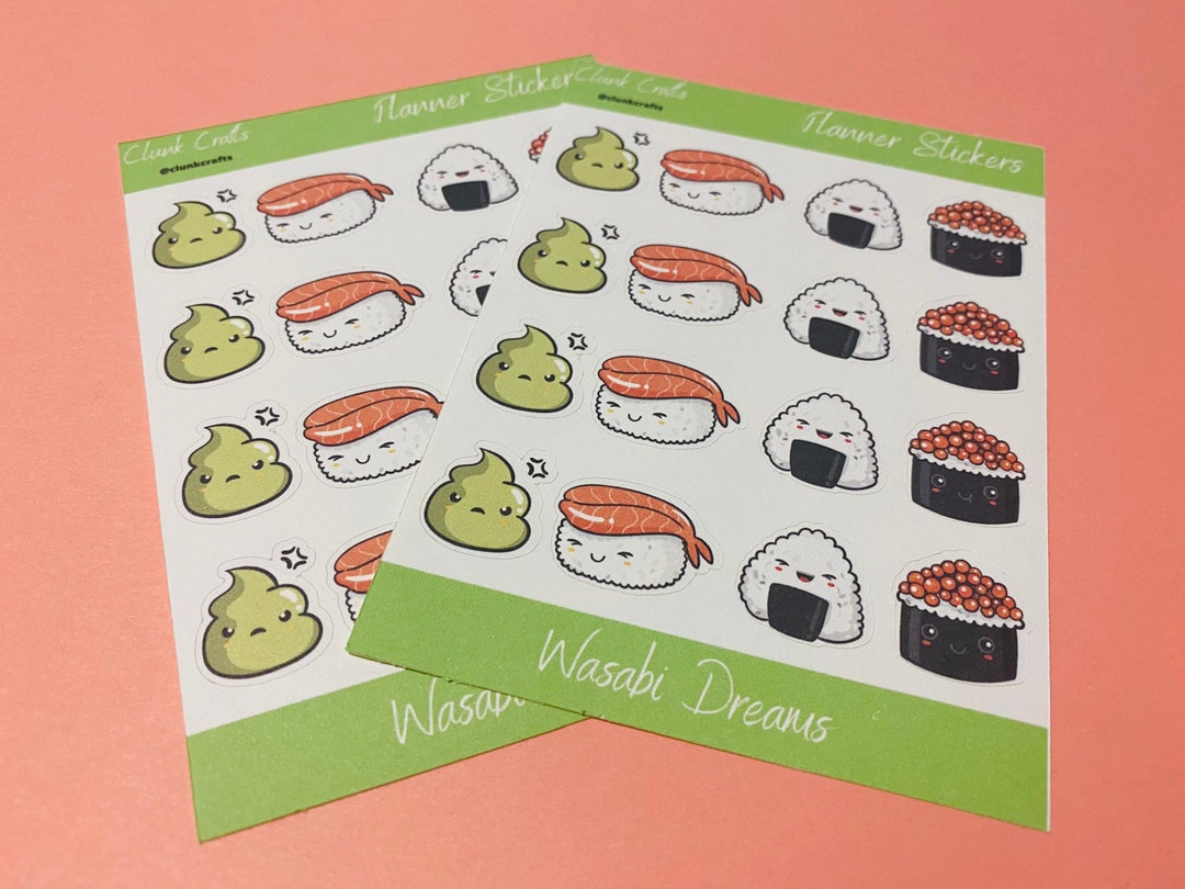 Cute Kawaii Wasabi Dreams Sushi Planner Journaling Stickers - Etsy