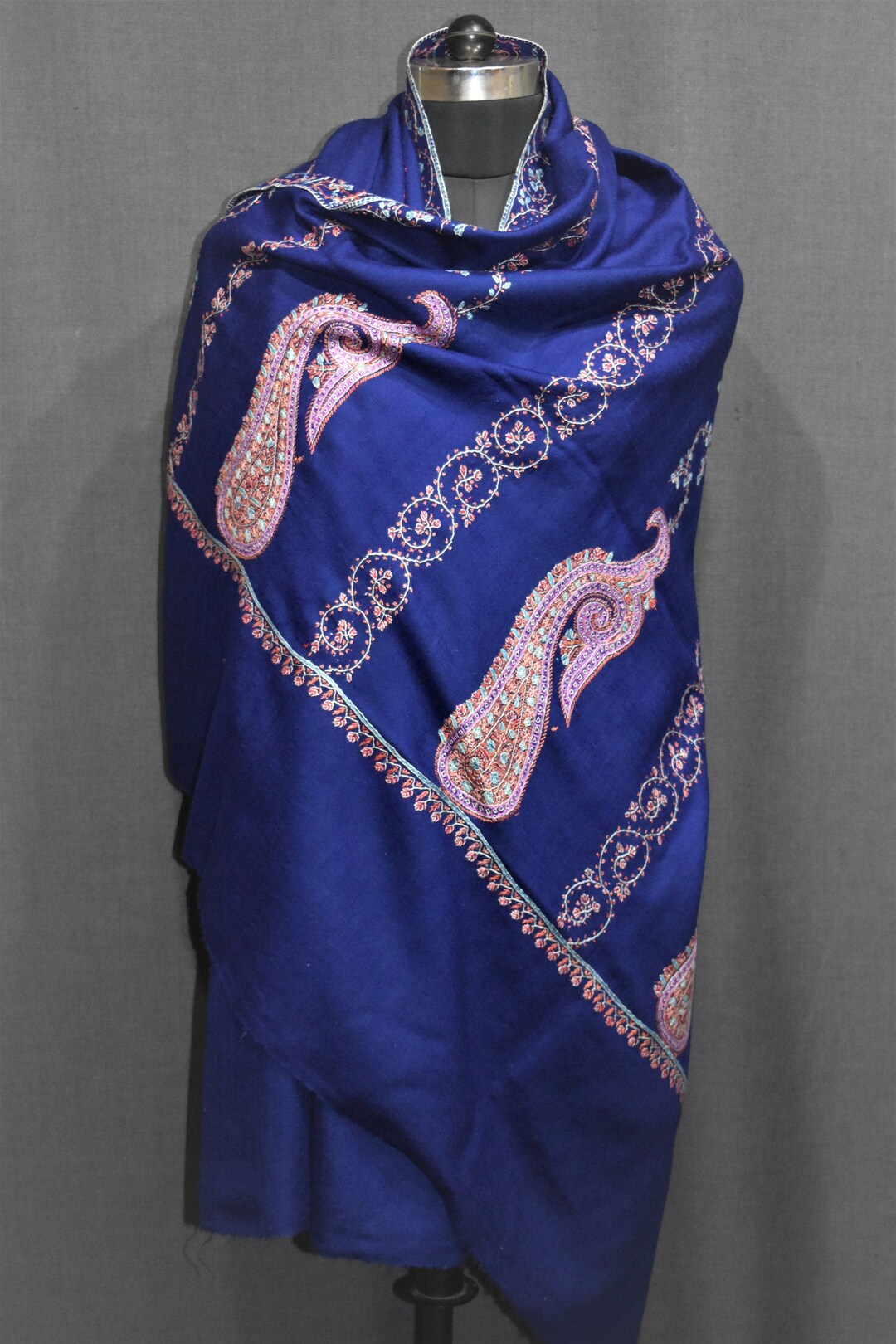 40x80kashmiri Hand Made Shawl, Made in Kashmir Shawl, Hand Embroidered ...