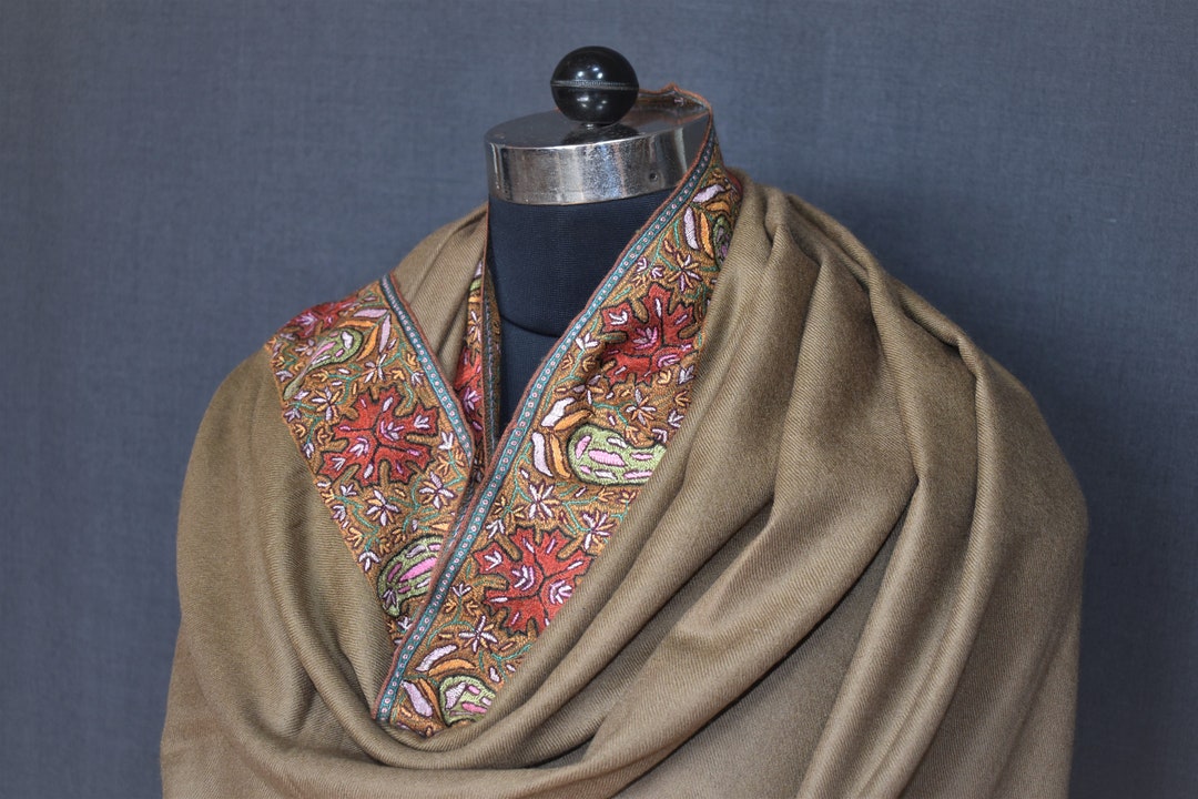 Hand Woven Kashmiri Pashmina Embroidered Shawl 40x80 Inch NOOR Beigh - Etsy