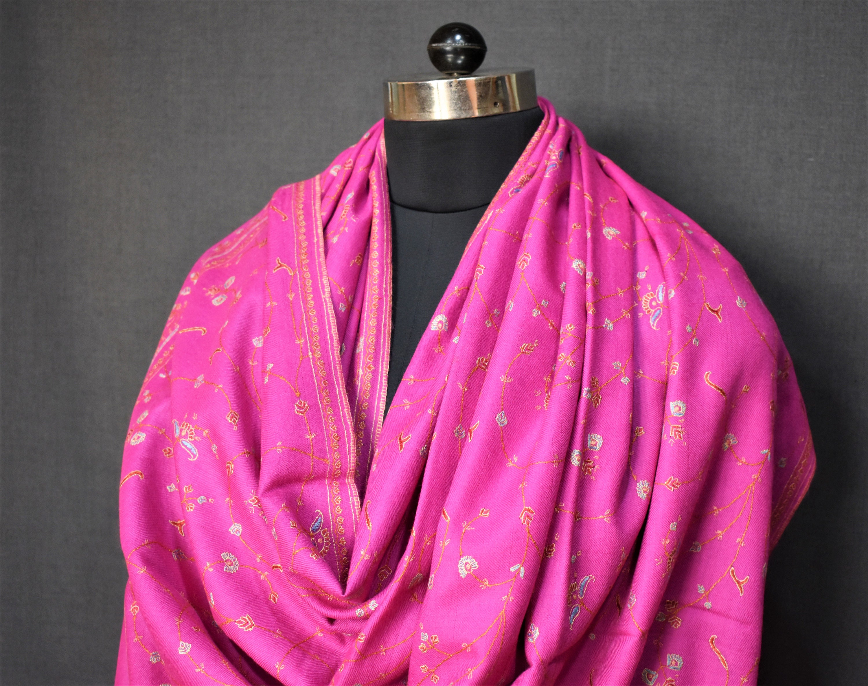 Shawl 40x80 Inch Pink Poshpashmina Shawl Made in Kashmir - Etsy