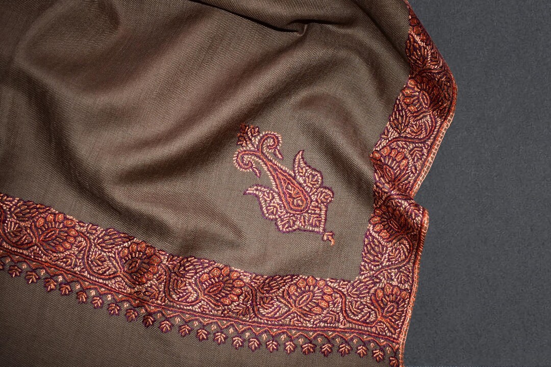 Cashmere Fine Wool Embroidered Shawl BEIGE 100x200 Cm - Etsy