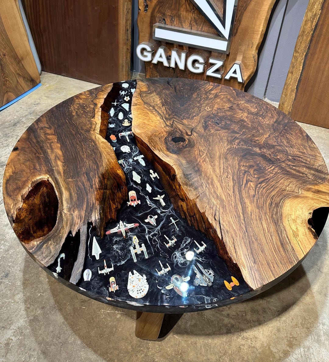 Custom Star Wars Epoxy Table, Black Epoxy River Dining Table, Epoxy ...