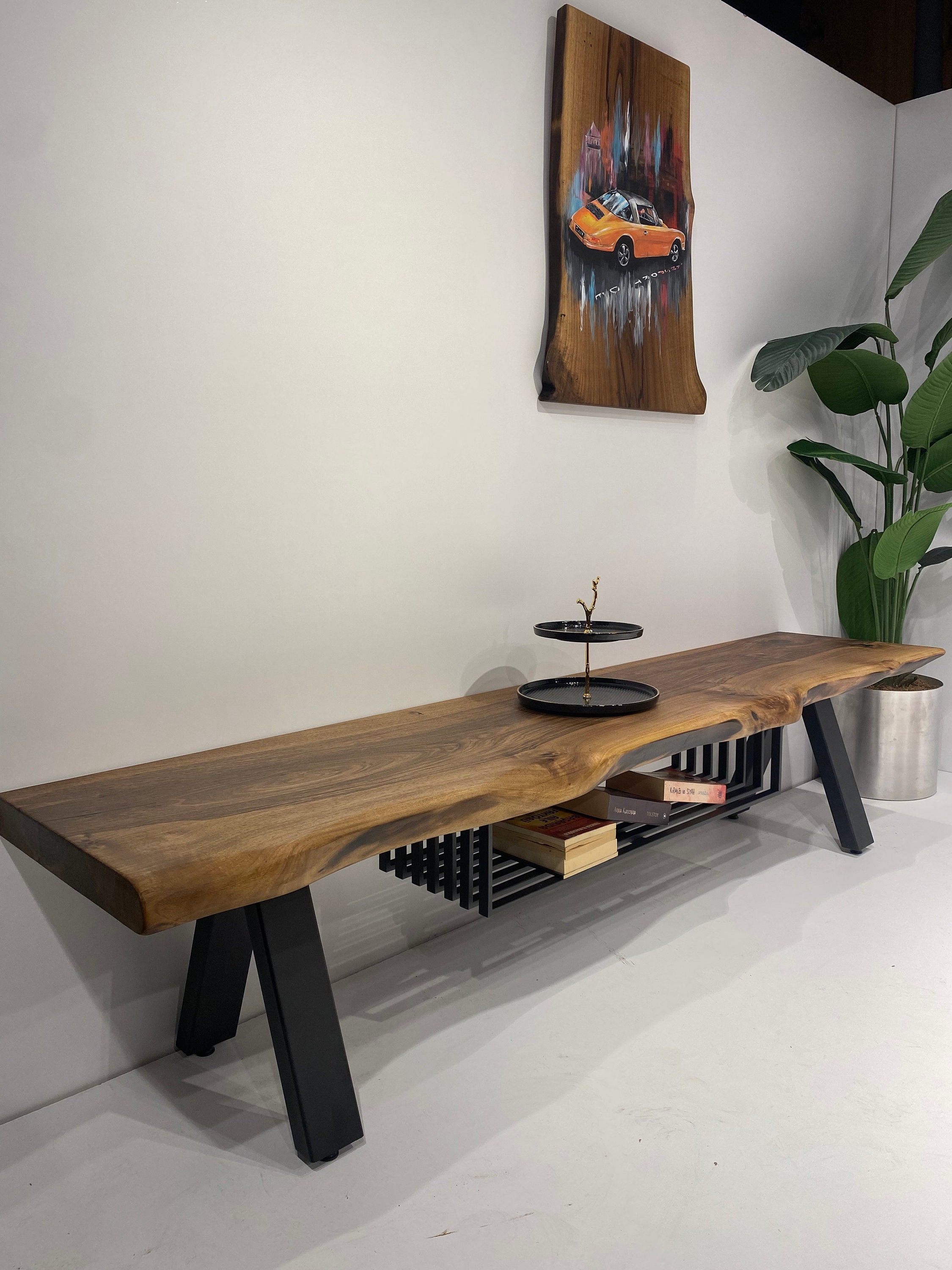Custom Walnut Wood TV Unit, Natural Media Console - Etsy