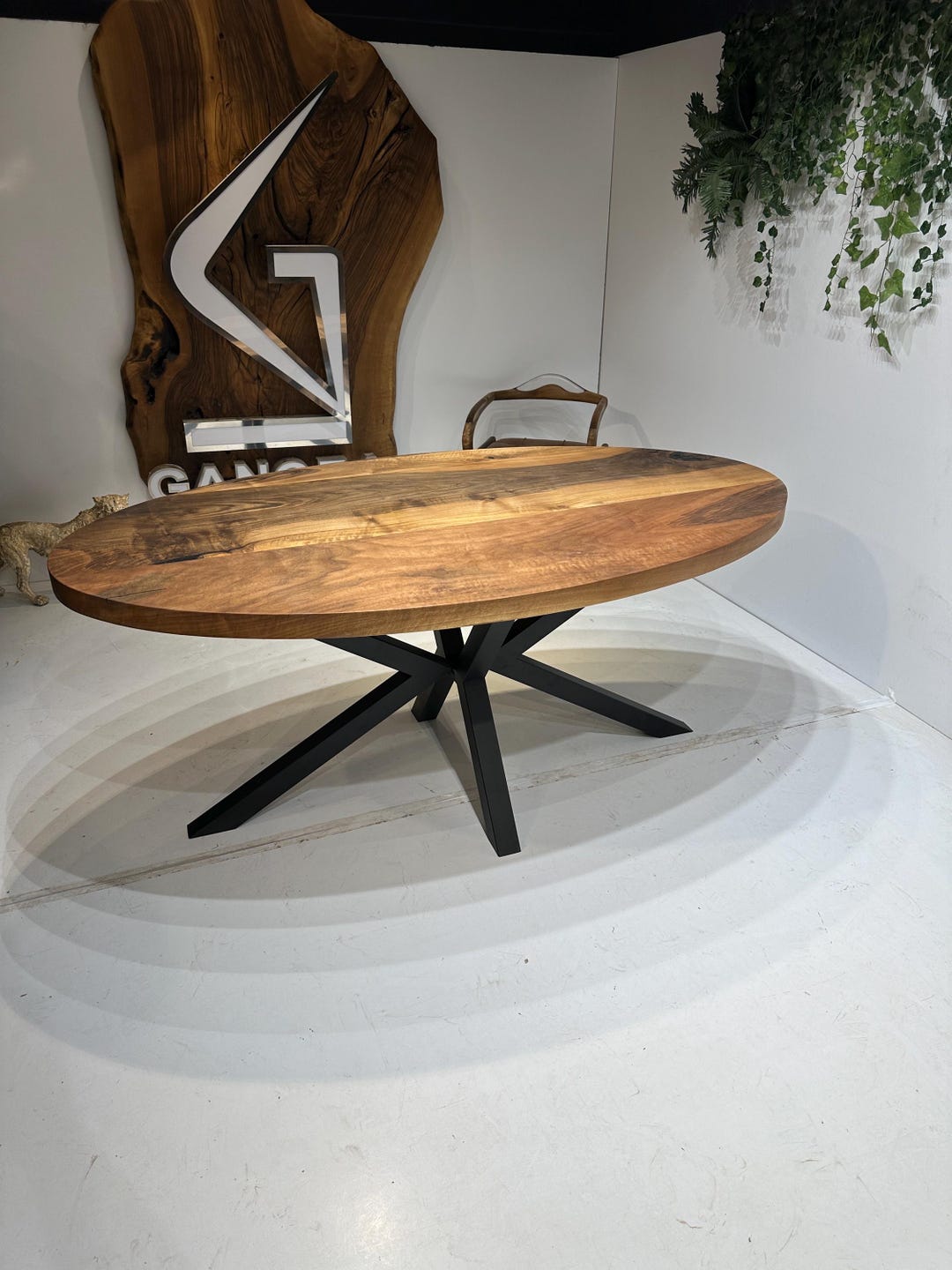 Handmade Oval Walnut Dining Table – Epoxy Resin River, Live Edge - Etsy
