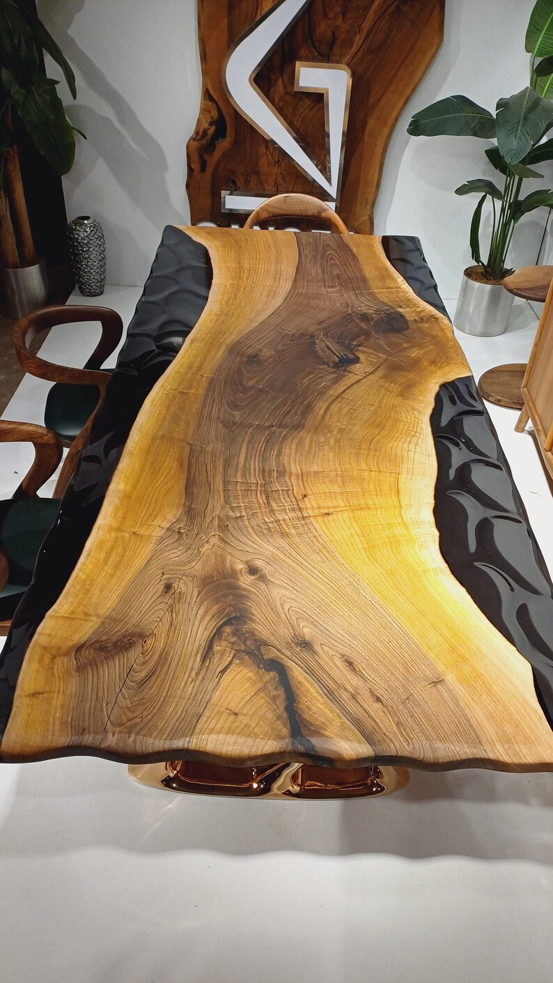 Custom Walnut Epoxy River Dining Table, Live Edge Wood - Etsy UK