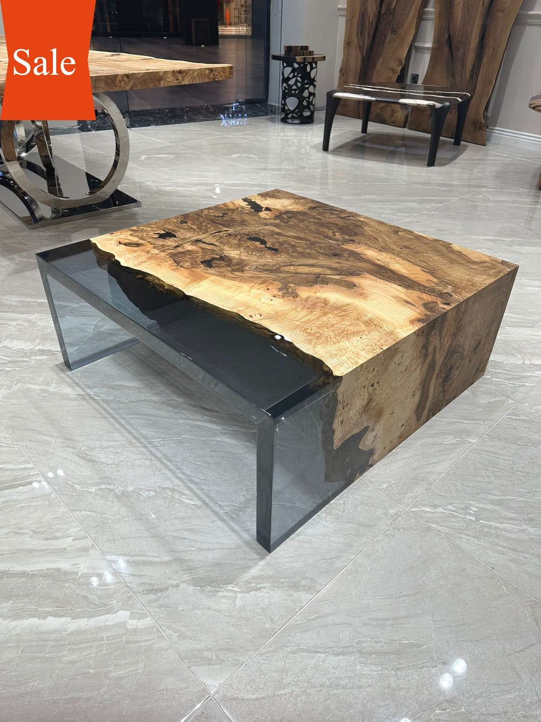Custom Waterfall Resin Table Live Edge Epoxy Table, Epoxy Resin Living Room Table, Coffee Table ...