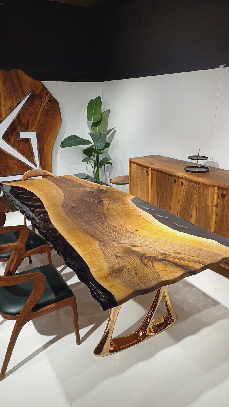 Custom Walnut Epoxy River Dining Table, Live Edge Wood - Etsy UK