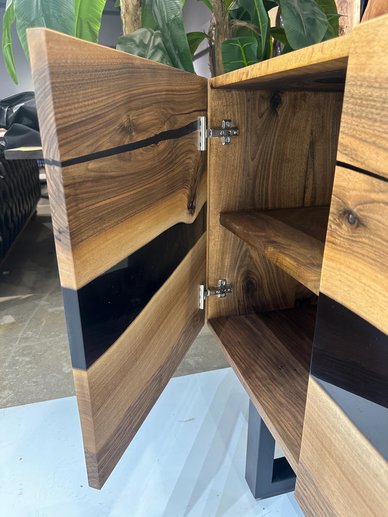 Handmade Custom Rustic Console, Epoxy Resin Tv Unit, Walnut Wood ...