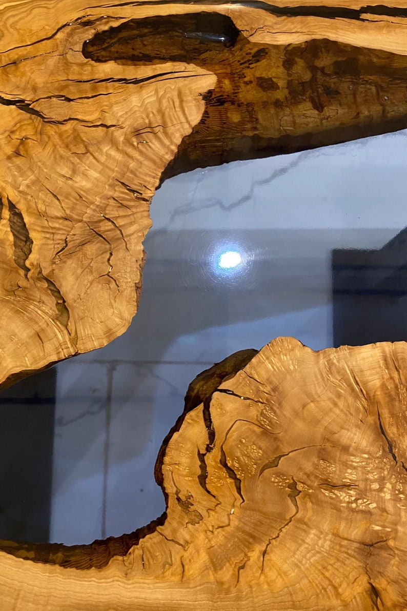 Custom Order Olive Wood Clear Blue Epoxy Coffee Table Top - Etsy