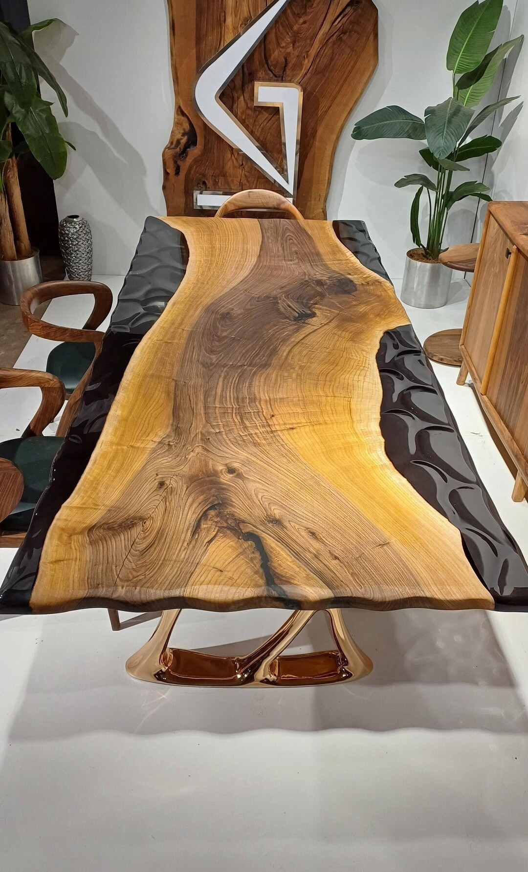 Custom Walnut Epoxy River Dining Table, Live Edge Wood - Etsy UK