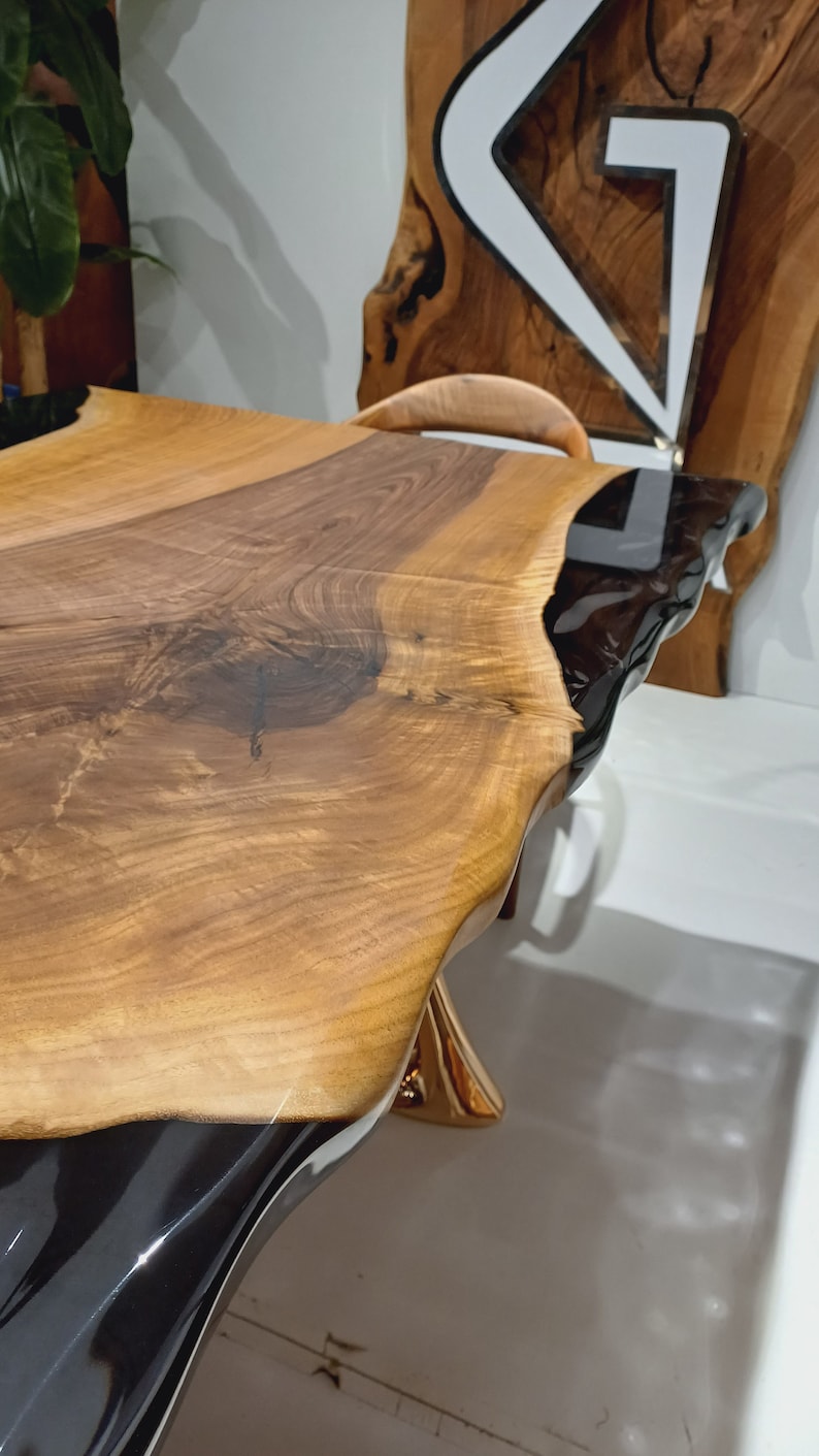 Custom Walnut Epoxy River Dining Table, Live Edge Wood - Etsy UK