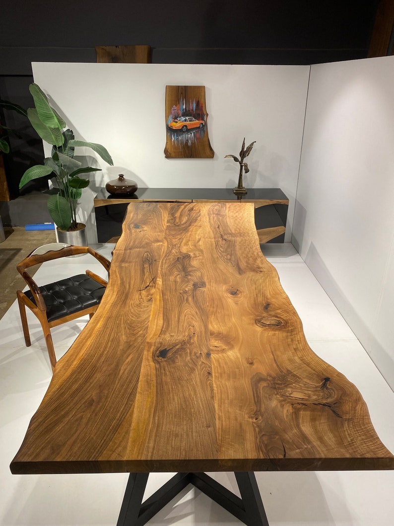 Custom Walnut Desk, Live Edge Solid Wooden Dining Table,farmhouse Dining Table, Living Room Desk ...