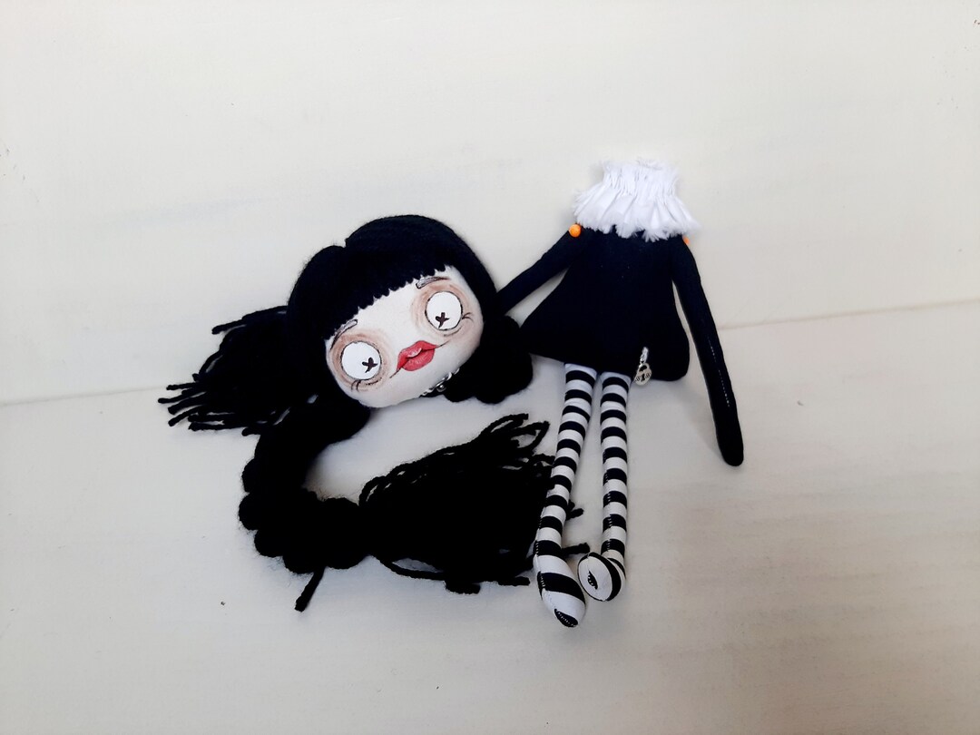 Rag Doll Wednesday With Detachable Head Cloth Doll Wednesday in Black ...
