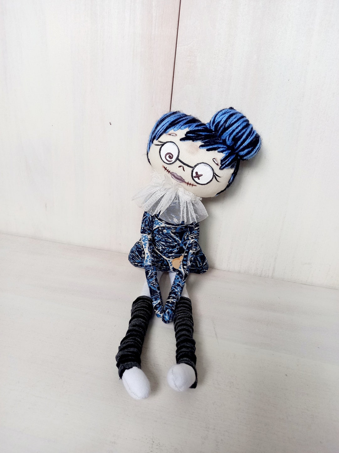 Rag Doll With Blue Hair, Cloth Doll Toy, Cute Party Doll,cloth Doll ...