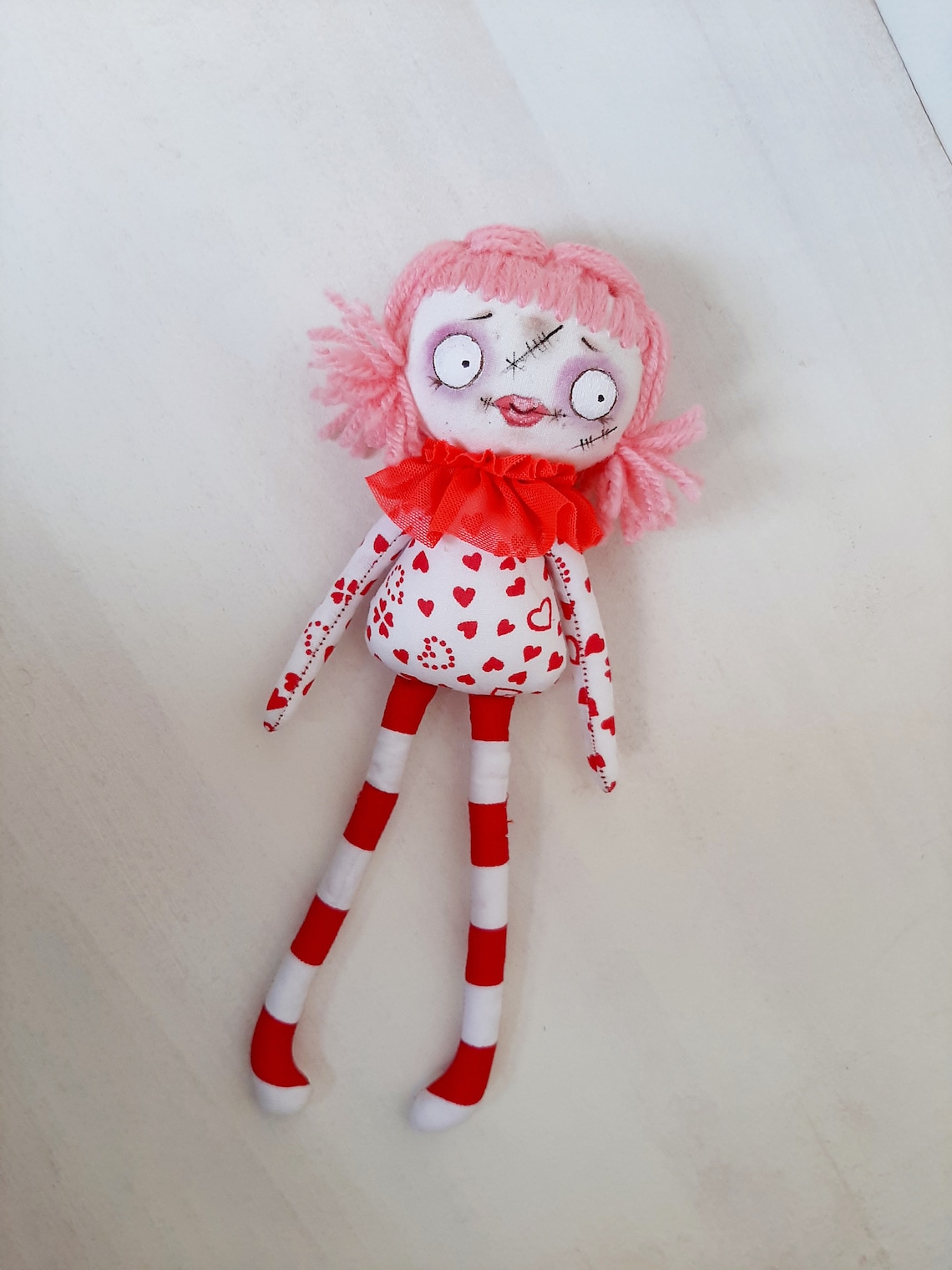 Rag doll mini pink hair cloth doll mini toy | Etsy