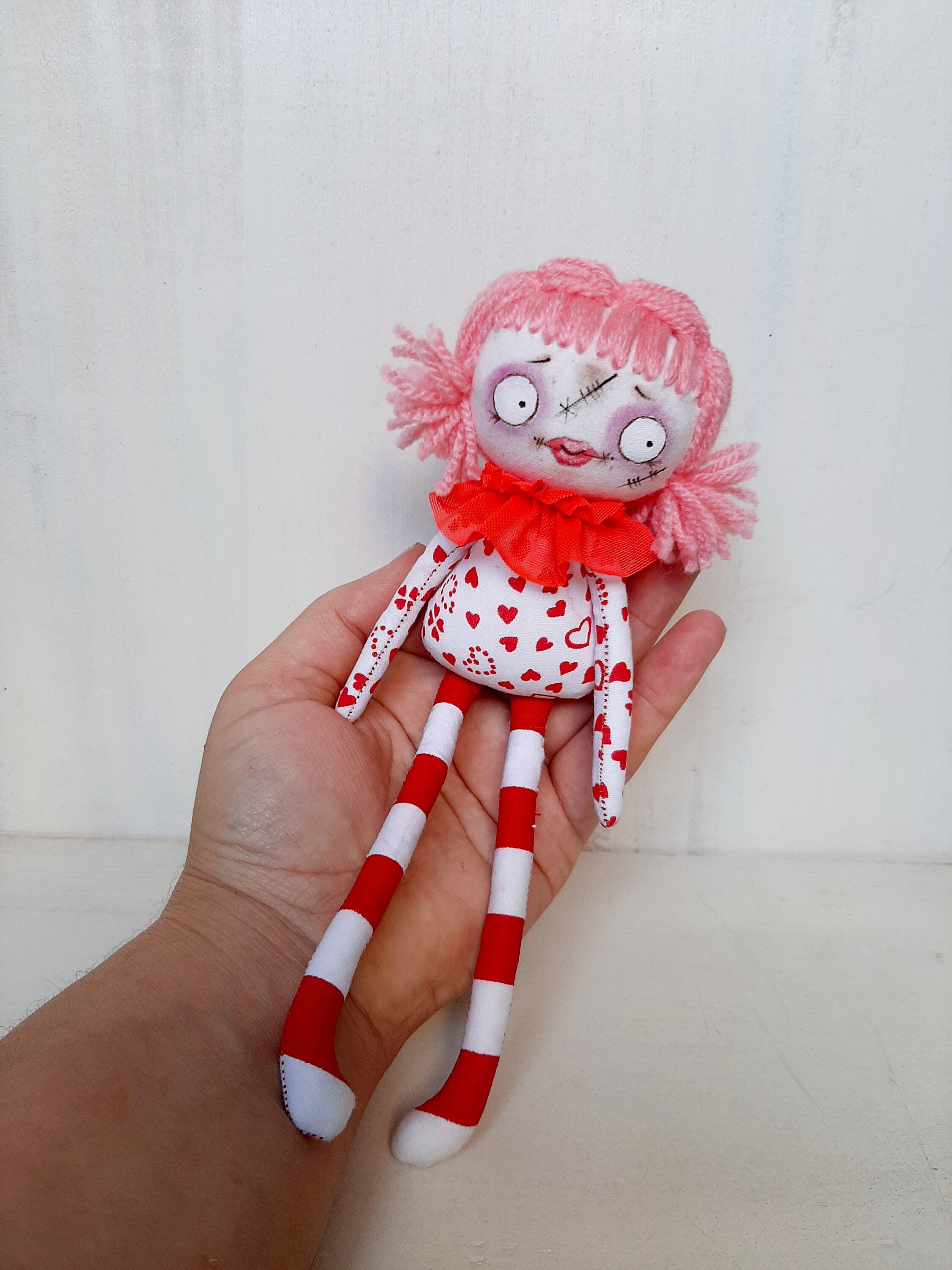 Rag doll mini pink hair cloth doll mini toy | Etsy