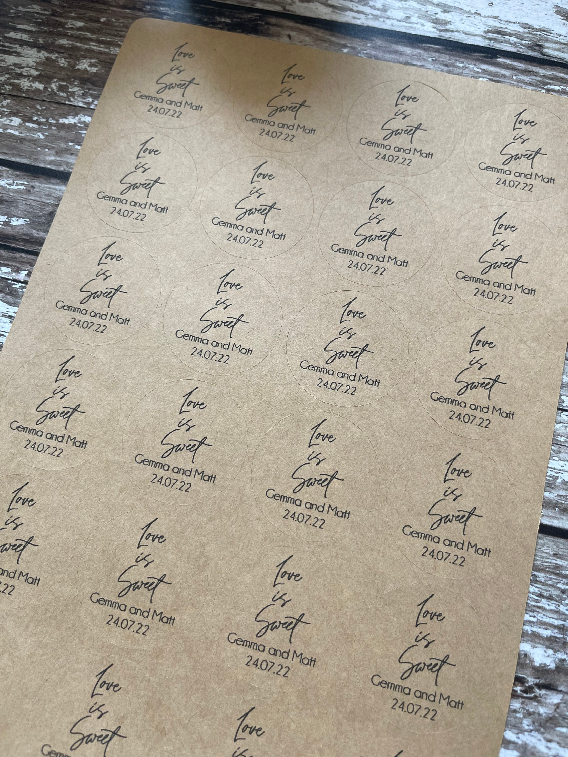 Brown Paper Stickers Kraft Paper Personalised Stickers Love - Etsy