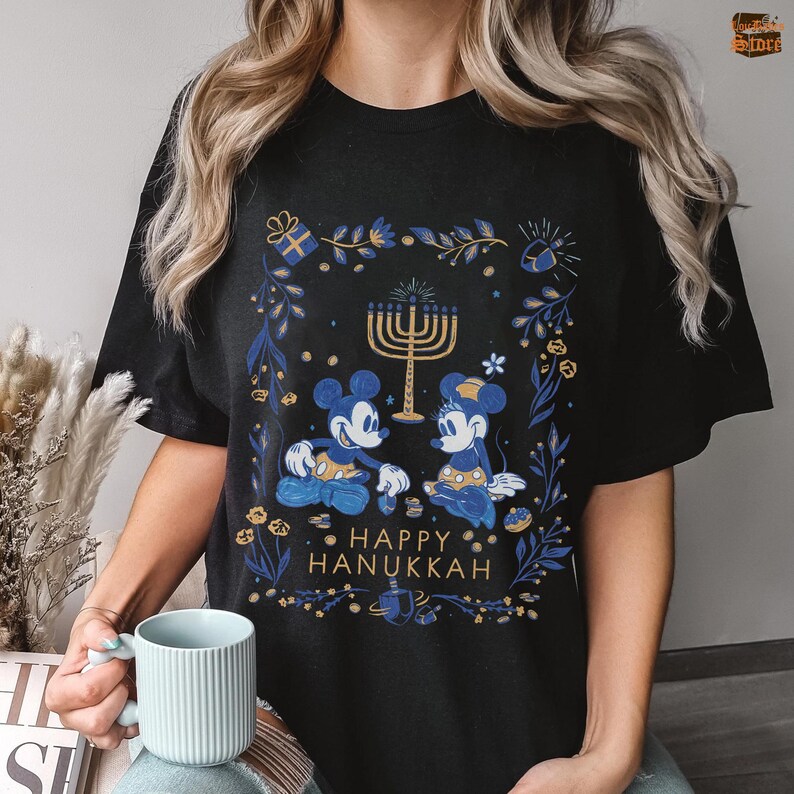 Disneyland Mickey and Minnie Happy Hanukkah Comfort Colors Shirt ...
