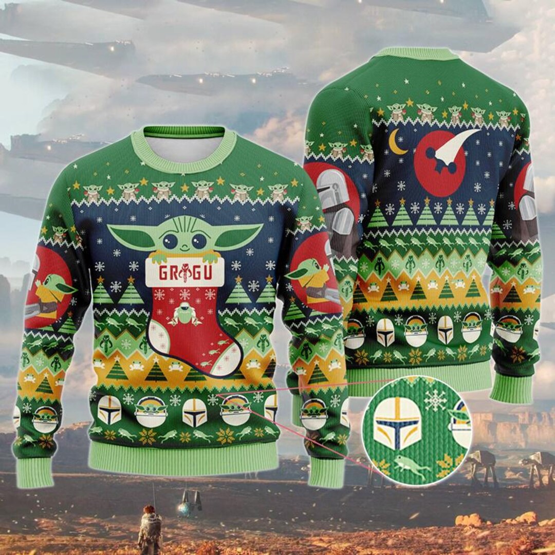 Starwars Baby Yoda Ugly Christmas Sweater, Baby Yoda Grogu Christmas ...